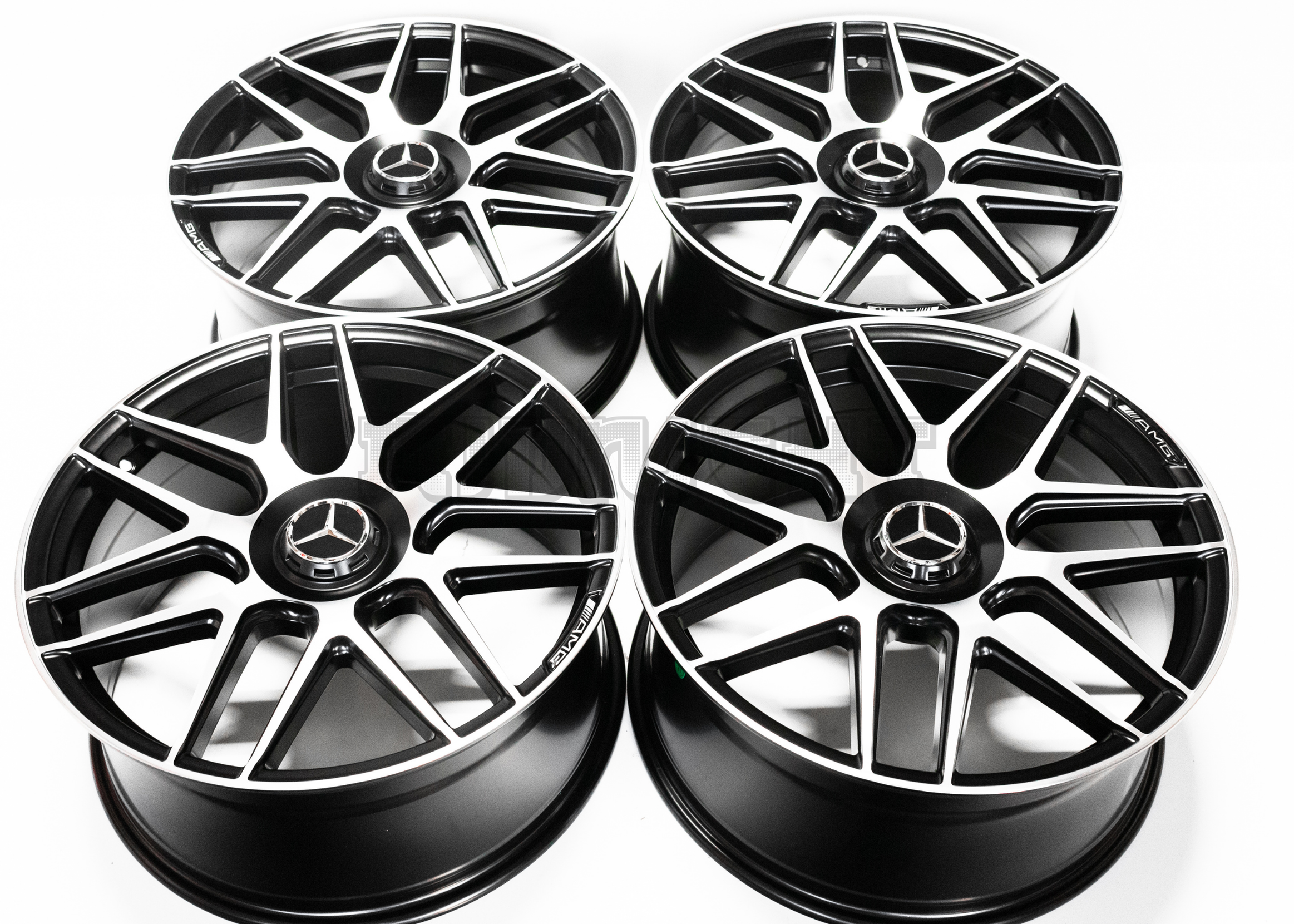 20" Matte Black Machined AMG Style Wheels For Mercedes Staggered Set 2 ...